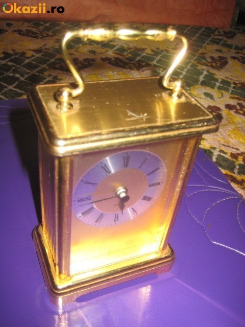 CEASURI SEMINEU-MASA VECHI-VINTAGE2. Ceas de masa in metal aurit pe ...