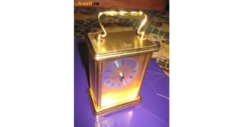 CEASURI SEMINEU-MASA VECHI-VINTAGE2. Ceas de masa in metal aurit pe ...