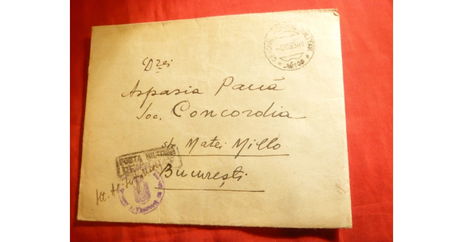 Plic 1944 cenzura Posta Militara 103 , stampila de Regiment | arhiva ...