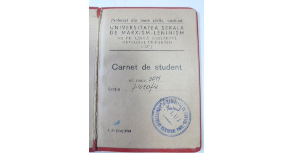 UNIVERSITATEA SERALA DE MARXISM - CARNET DE STUDENT - SECTIA FILOZOFIE ...