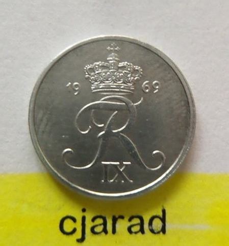 Moneda 1 Ore - Danemarca 1969 *cod 1483 ZINC a.UNC | arhiva Okazii.ro