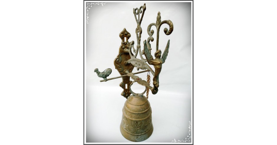 CLOPOT MARE ?I VECHI DE POARTA DIN BRONZ MASIV (DRAGON, COCO?, INGER ...