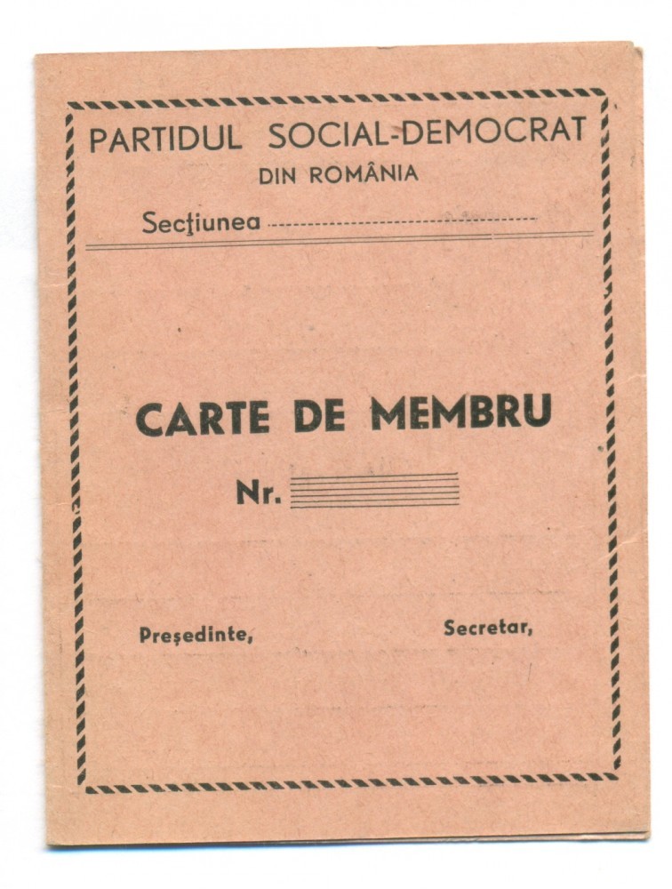 Carnet de Membru PSD anii 40 Partidul Social Democrat necompletat ...