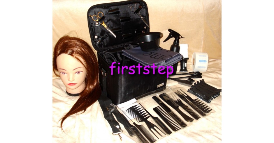 Set kit frizerie coafor COMPLET cu foarfeca tuns filat cap practica ...