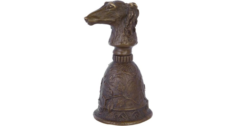 CLOPOT DE BRONZ DE MANA CU CAINE(statueta bronz) | arhiva Okazii.ro