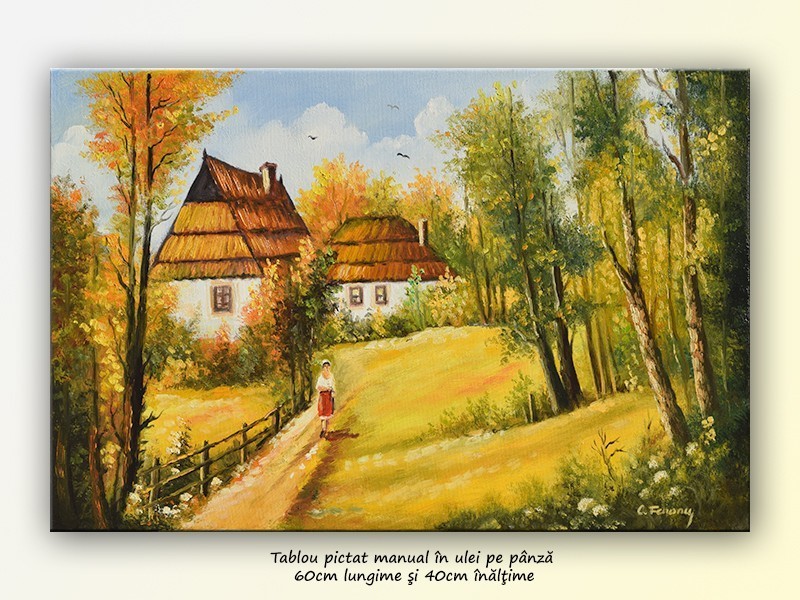 Viata la tara (1) - pictura rurala, ulei pe panza 60x40cm | arhiva ...