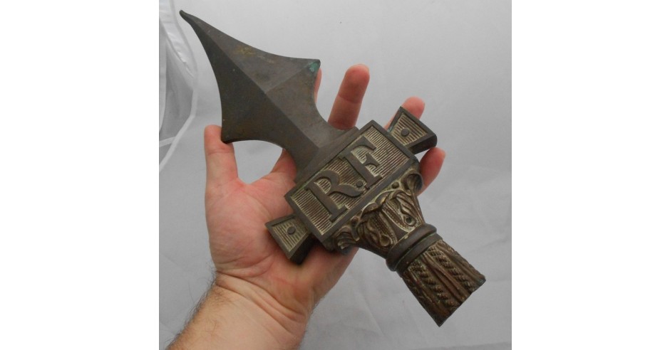 STATUETA BRONZ VARF DE STEAG VECHI REPUBLICA FRANCEZA ANII 1700 1800 ...