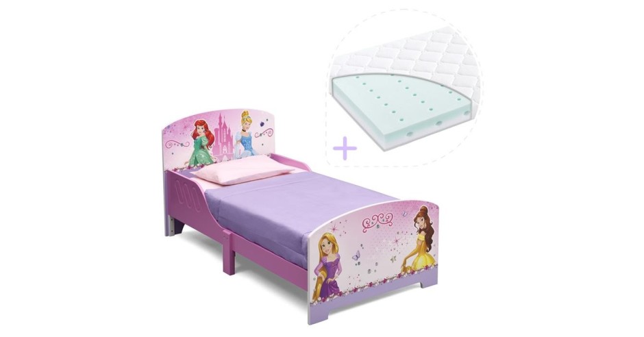 Set Pat Cu Cadru Din Lemn Disney Princess Friendship Si Saltea Pentru ...