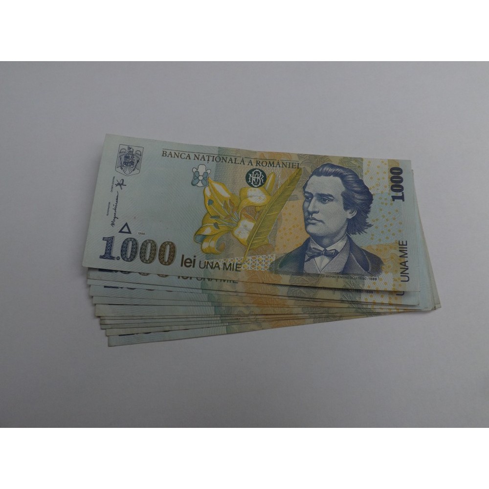 Lot de 11 bancnote Romanesti de 1000 lei din 1998,necirculate.Oferta ...
