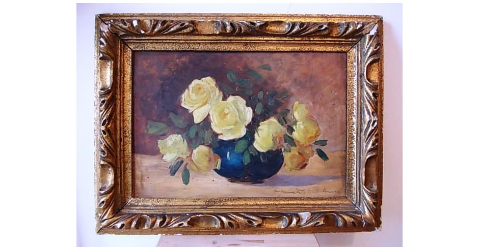 EUGENIA FILOTTI ATANASIU (1880-1968), "VAS CU TRANDAFIRI", 67X50CM, U/C ...