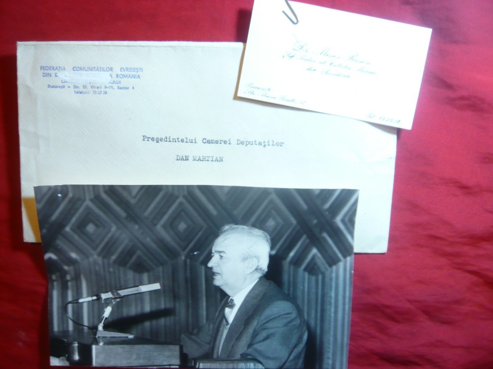 Fotografia Dan Martian cu dedicatie Cultul Evreesc si carte vizita ...