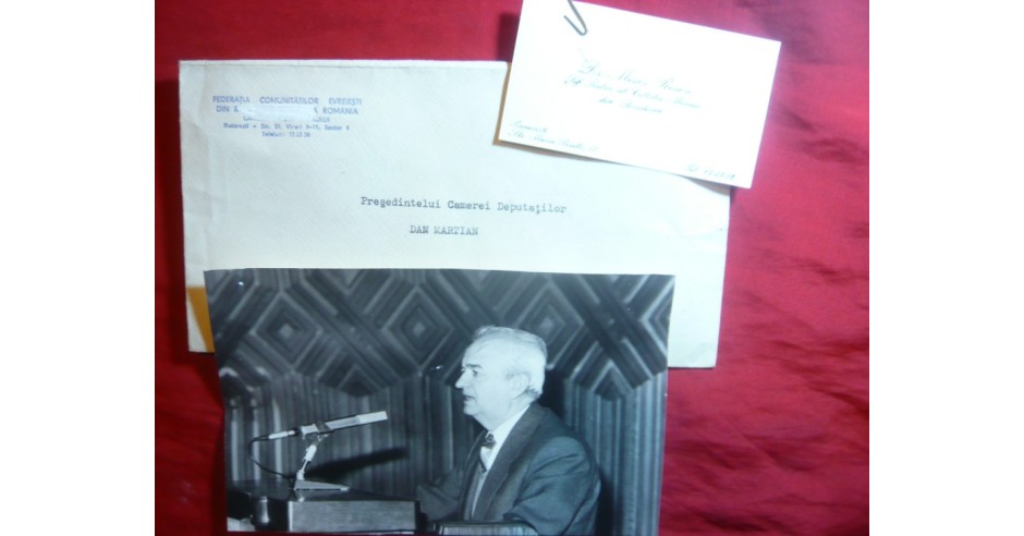 Fotografia Dan Martian cu dedicatie Cultul Evreesc si carte vizita ...