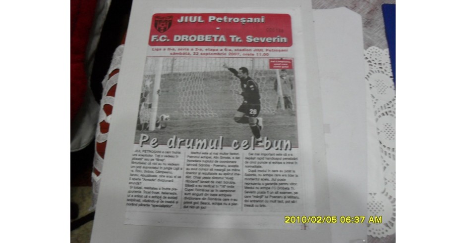 program Jiul Petrosani - FC Drobeta Tr. Severin | arhiva Okazii.ro