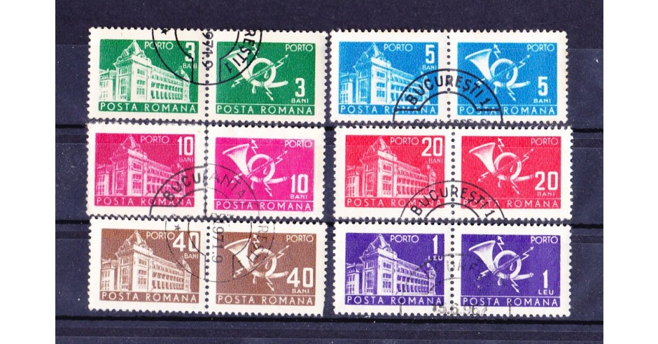 Timbre ROMANIA 1967/*28 = PORTO DUBLE, PALATUL PTT, INSCRIPTIE "POSTA ...
