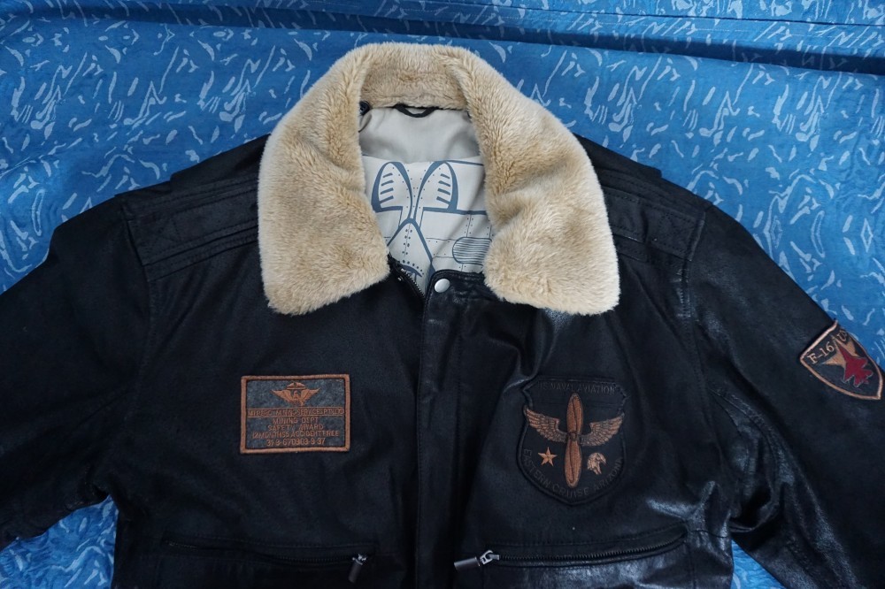 Geaca de pilot/aviator, barbati, piele naturala US NAVAL AVIATION ...