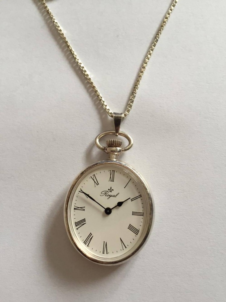 Vintage Ceas mecanic pandantiv -Elvetian placat cu argint ROYAL ...