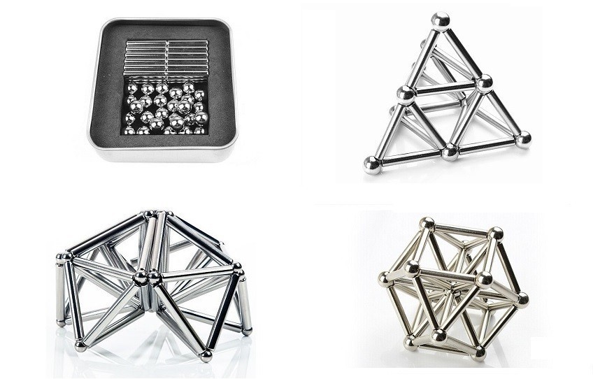 Buckybars - Set 36 cilindri magnetici + 27 sfere metalice, Unisex ...