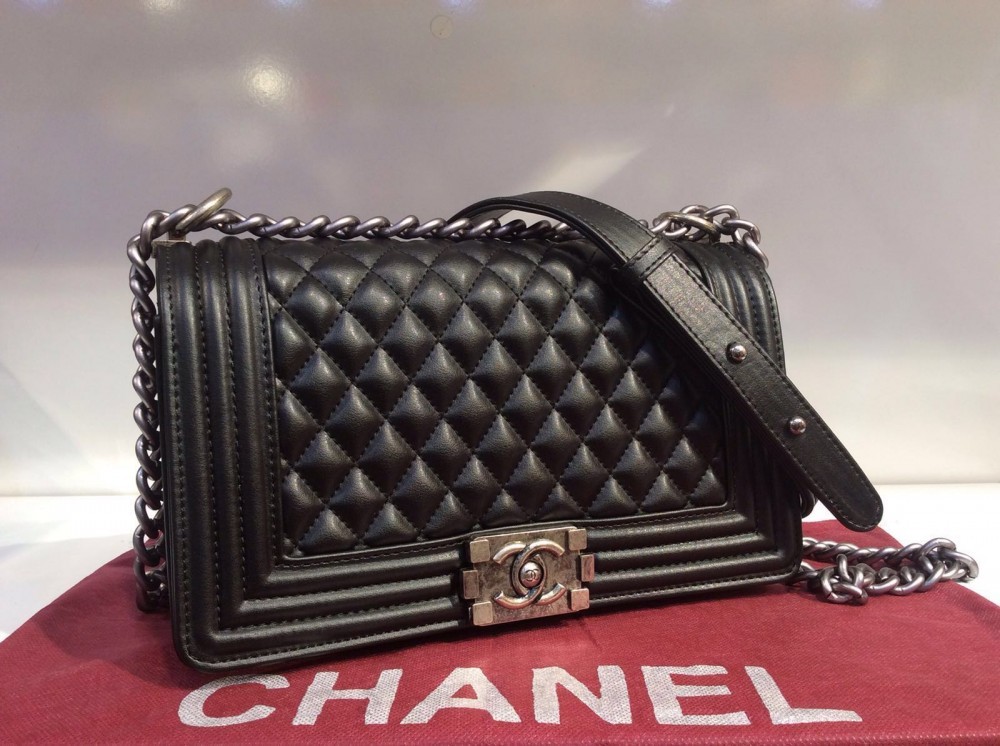 Geanta Chanel Le Boy Black * Medium Size * Piele Ecologica First Class ...