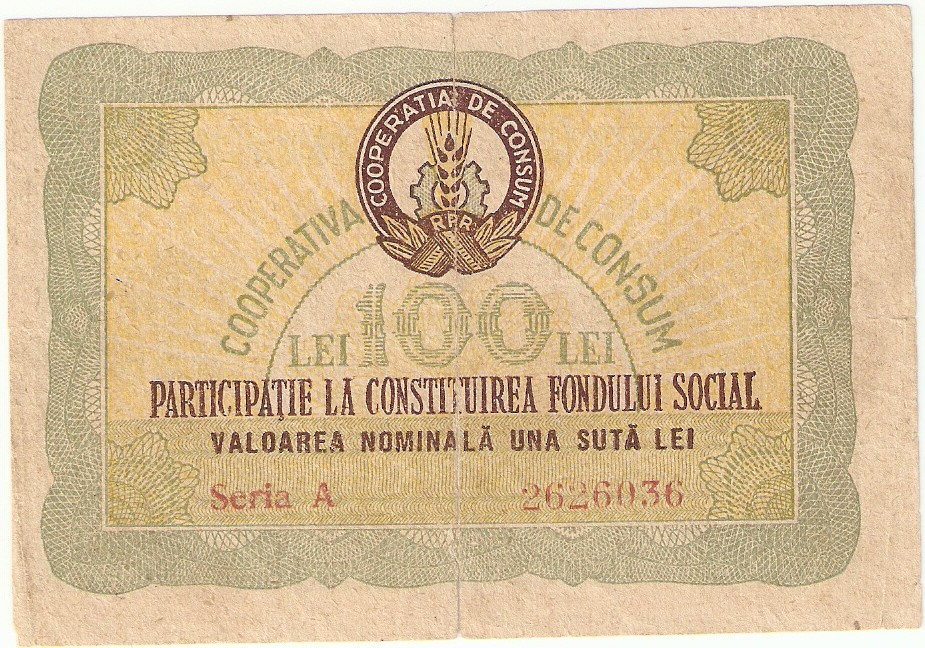 ROMANIA -talon 100 lei / Cooperativa de consum - 1961 | arhiva Okazii.ro