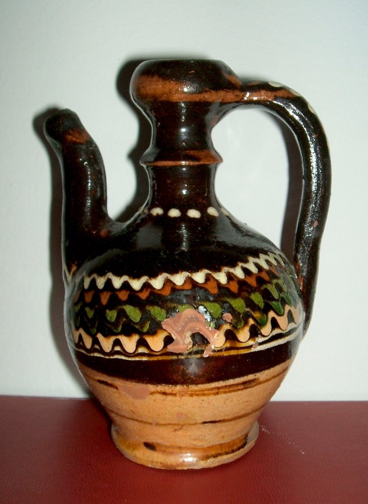 Miniatura ulcior artizanal ceramica pictata manual anii 70, arta ...