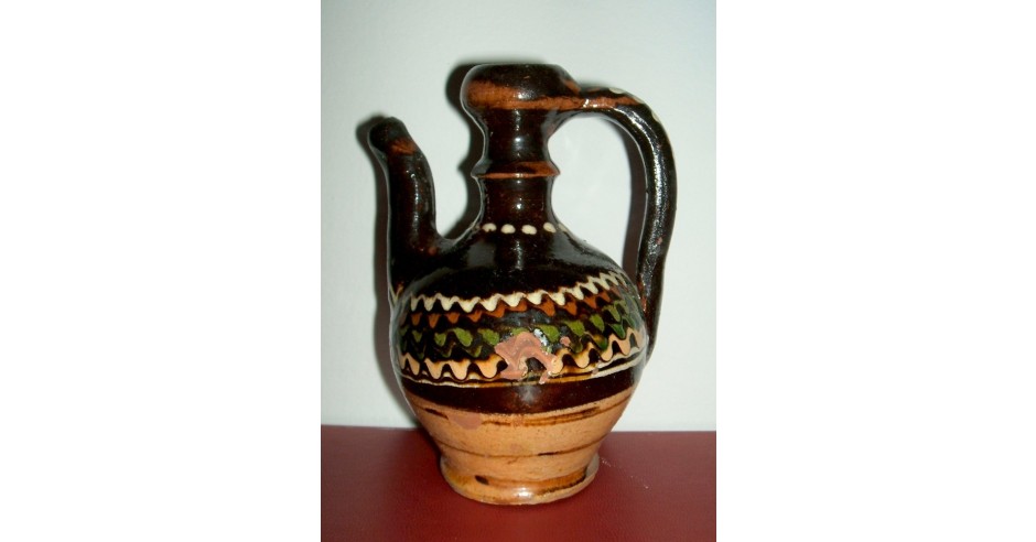 Miniatura ulcior artizanal ceramica pictata manual anii 70, arta ...