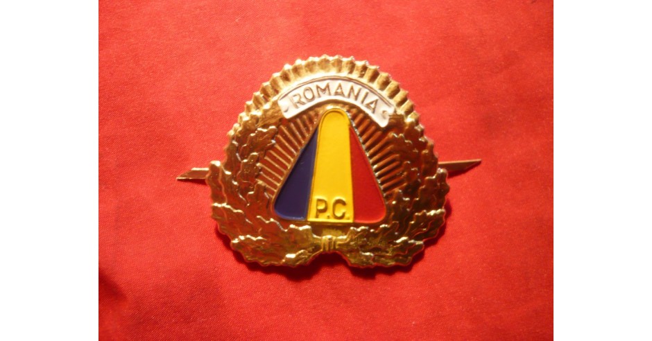 Insigna Sapca Politia Comunitara , metal si email , dim.=4,8x4,2 cm ...