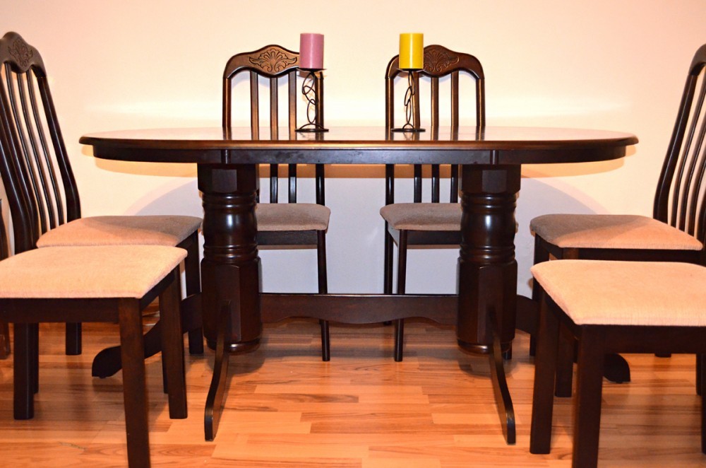 Set /masa ovala +6 scaune-LEMN MASIV SCULPTAT-mobila living/sufragerie ...