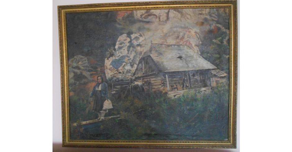 VALOROS TABLOU MARE 1926 MORA APA PICTURA PANZA ULEI ANNY ONACA ALDESTI ...