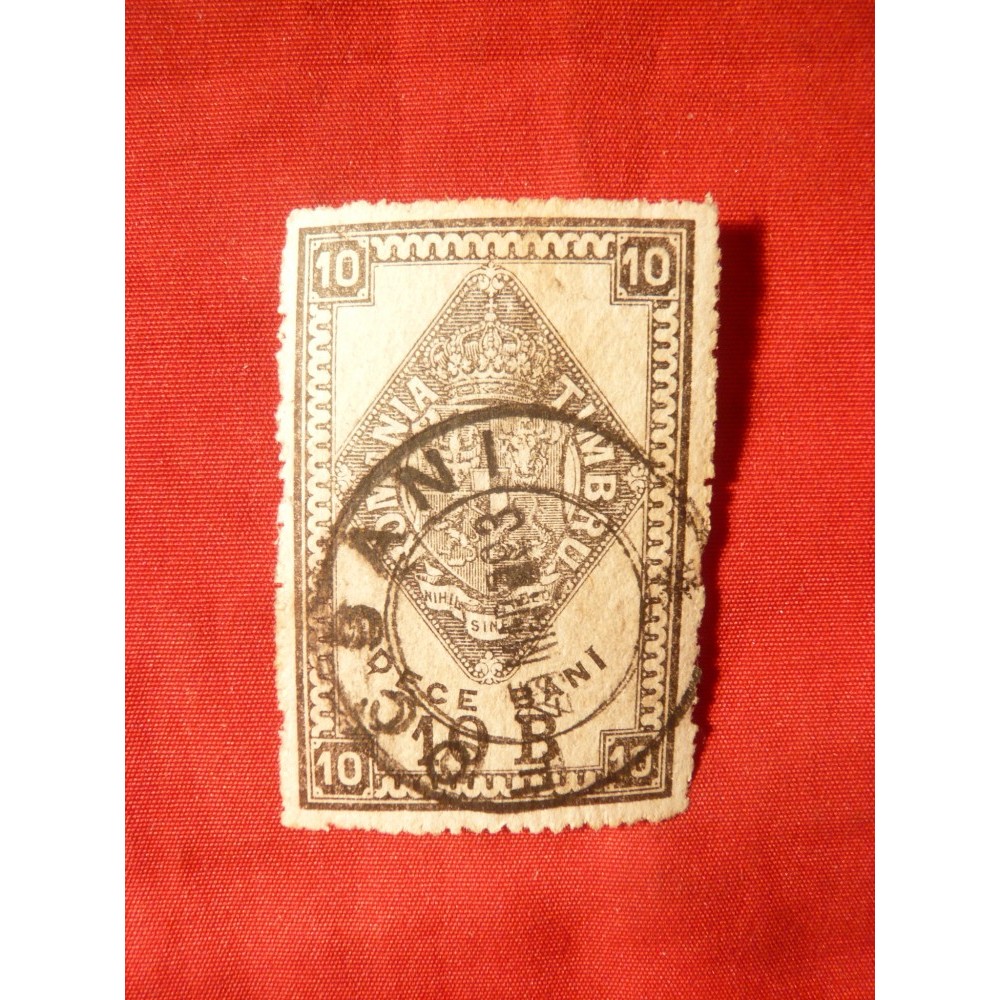 Timbru Fiscal 10 Bani circulat cu stampila Postala la 1893, Stampilat ...