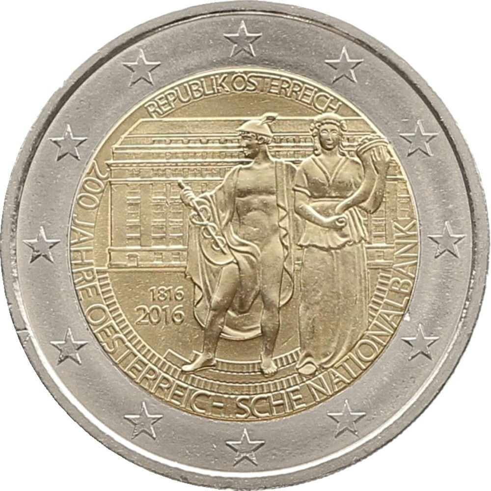 Austria moneda comemorativa 2 euro 2016 - 200 ani Banca Nationala - UNC ...