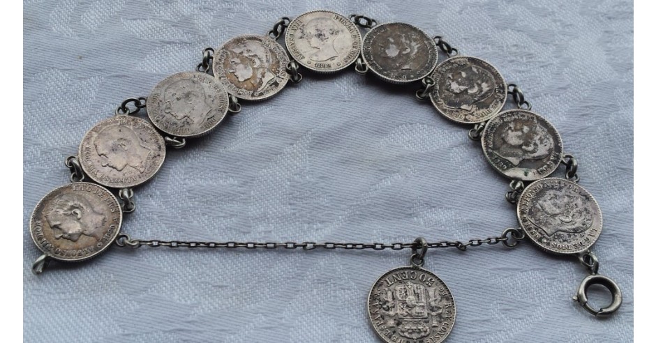 rezevat - Bratara argint Salba din monede vechi SPANIA 1880 executata ...