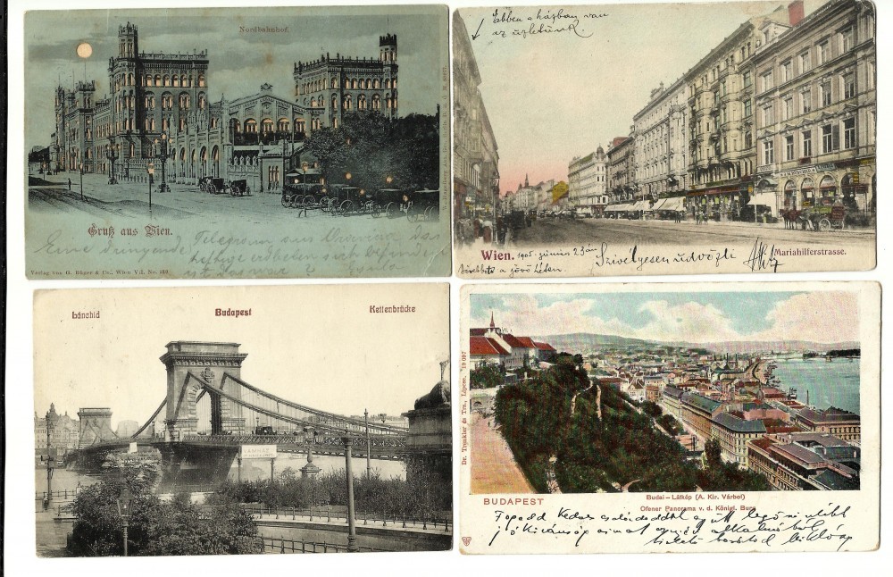 4 VEDERI VECHI , INCEPUT DE 1900 DIN VIENA SI BUDAPESTA, FOARTE ...