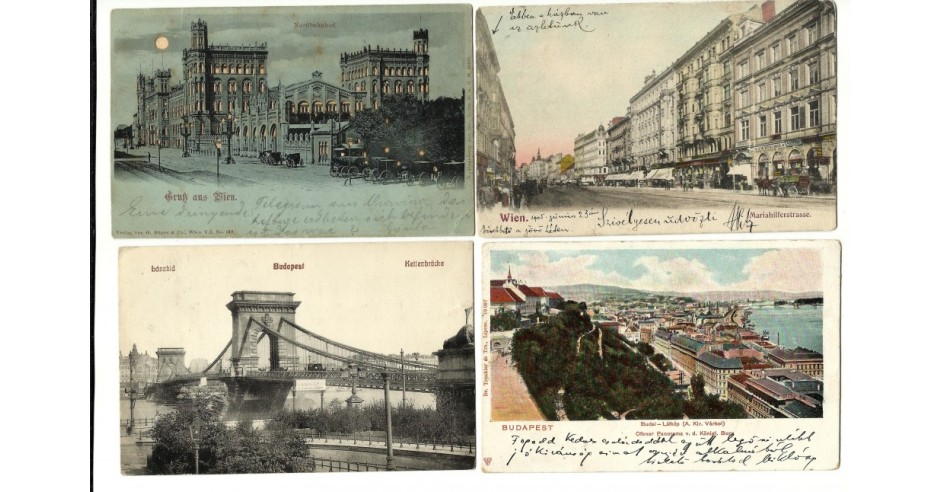 4 VEDERI VECHI , INCEPUT DE 1900 DIN VIENA SI BUDAPESTA, FOARTE ...