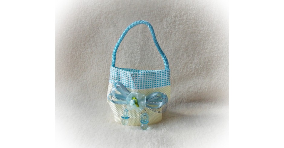 Poseta rafie cu suzete - marturie botez (bleu) | Okazii.ro