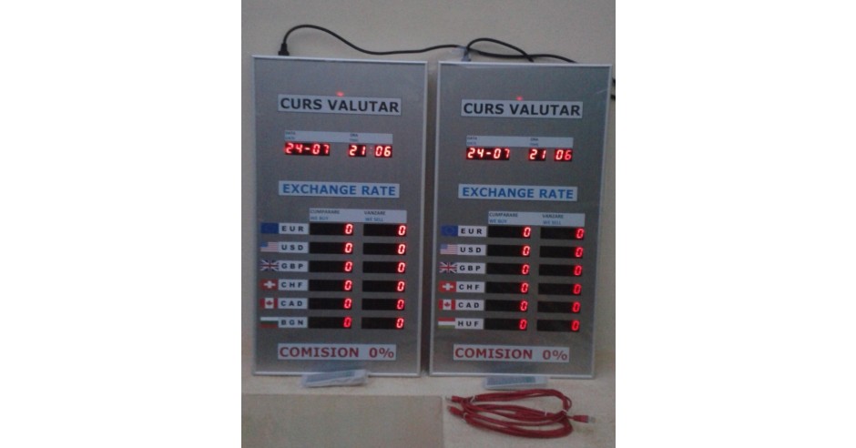 Panou Tabela Afisaj Curs Valutar Exchange Rate 6 valute schimb valutar ...