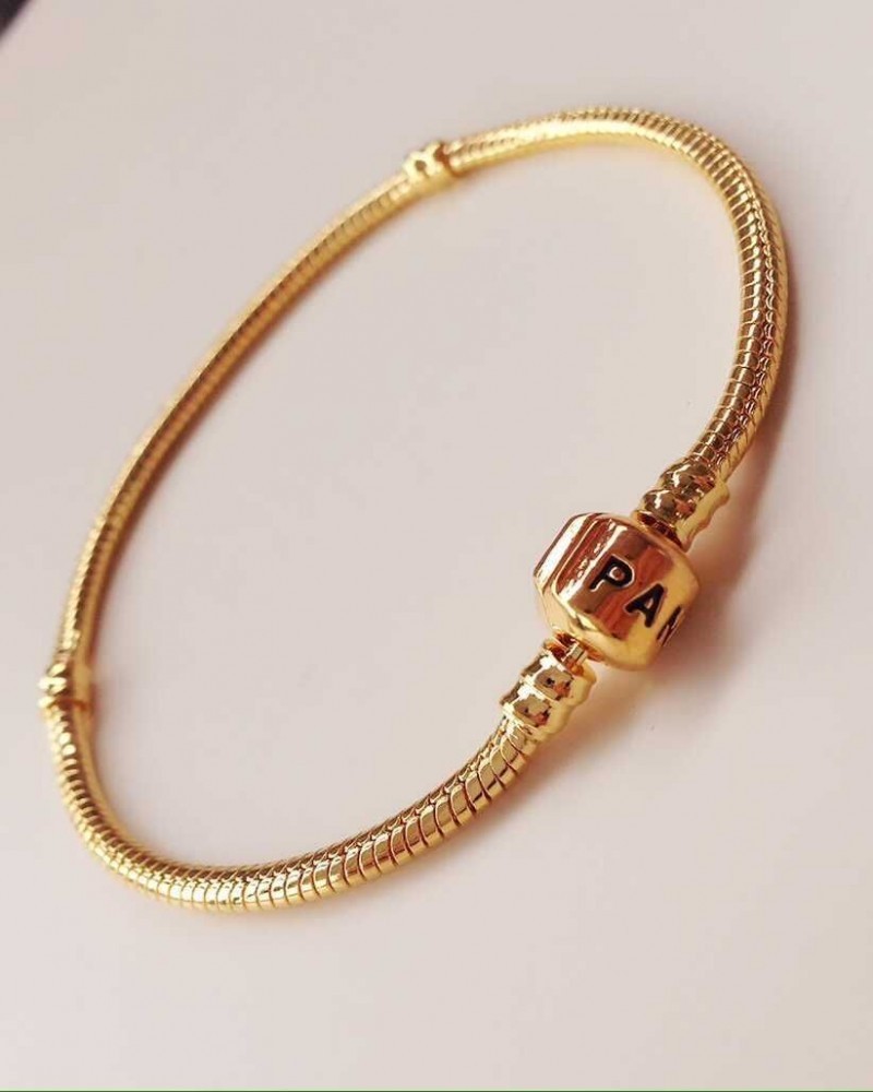 Bratara PANDORA 21cm placata cu aur 14k+saculet cadou - Bratara placate ...