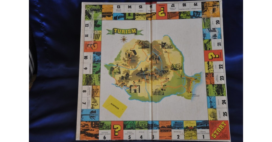 Plansa de joc TURISM. Joc romanesc vechi, gen Monopoly. Joc de ...