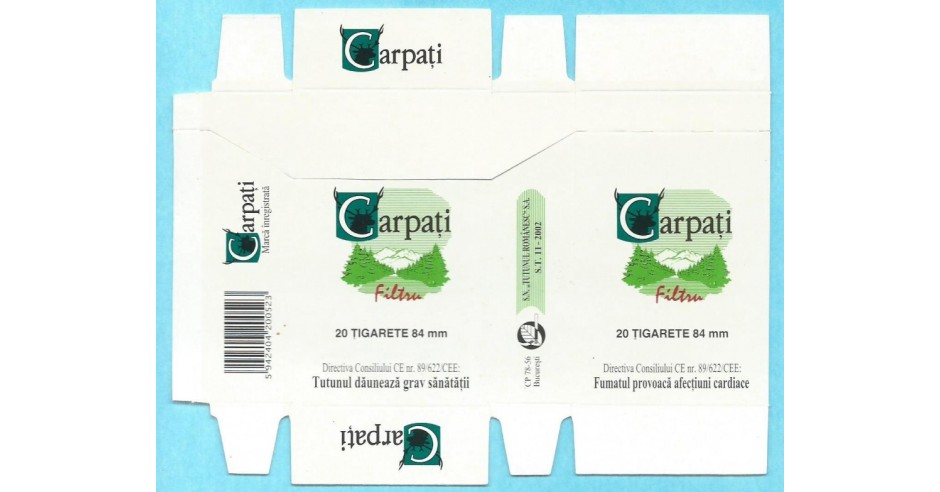 Ambalaj pachet tigari Carpati / cartonat | arhiva Okazii.ro