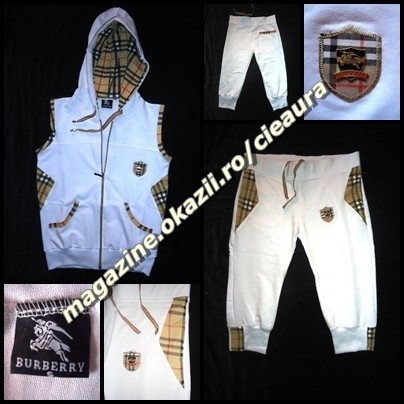 TRENING ALB DAMA firma BURBERRY VARA HANORAC FARA MANECI GLUGA PANTALON ...