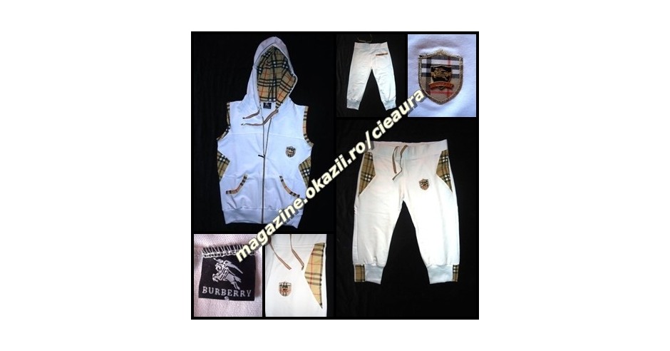TRENING ALB DAMA firma BURBERRY VARA HANORAC FARA MANECI GLUGA PANTALON ...