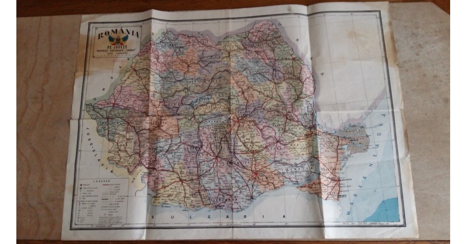 HARTA ROMANIEI PE JUDETE 1946 -PRIMA HARTA DUPA RAZBOI -ULTIMA CU ...