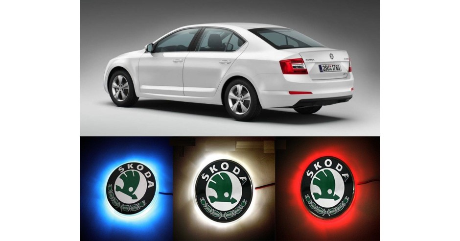 NOU! Emblema LED Skoda 82-88mm tunning auto piese | arhiva Okazii.ro