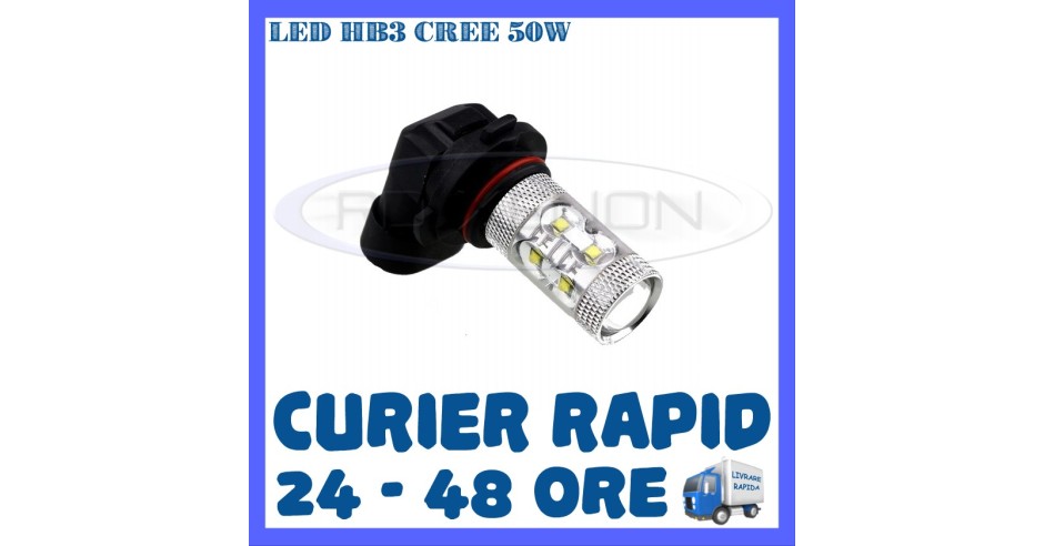 BEC AUTO LED LEDURI HB3 CREE 50W LUMINI DE ZI DRL FAZA LUNGA (FLASH ...
