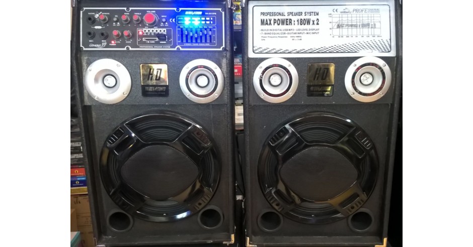 Boxe karaoke active cu mixer si mp3 player inclus 180 watt x 2 putere ...