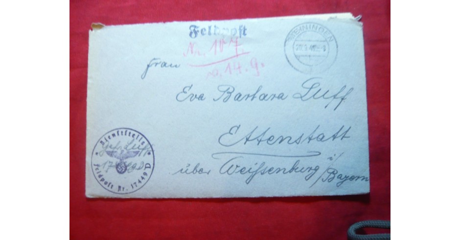 Plic circulat cu Posta Militara Germana 1943 Feldpost ,stamp.spec ...