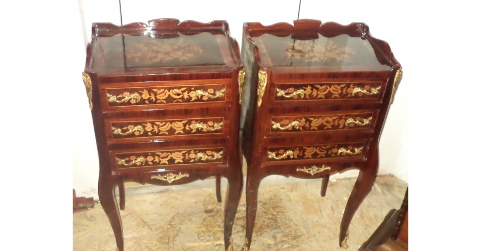 Superb set de 2 comodine franceze intarsiate foarte elegante | Okazii.ro