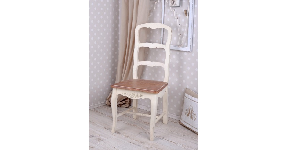 SCAUN RUSTIC ALB DIN LEMN MASIV CU SEZUTUL BEJ HMB087 | arhiva Okazii.ro