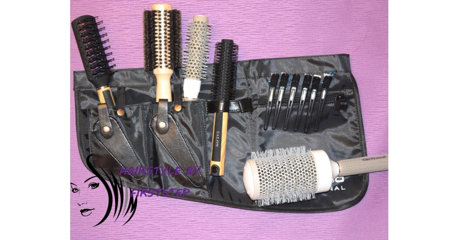 Set kit frizerie coafor cu perii ceramice ioni profesionale si brau ...