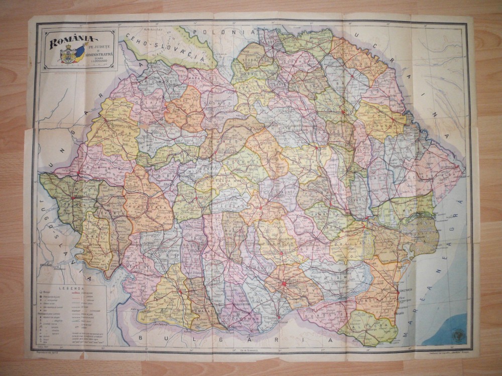 HARTA ROMANIEI MARI PE JUDETE SI ADMINISTRATIVA | arhiva Okazii.ro