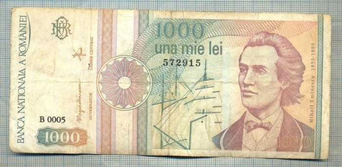 A1371 BANCNOTA-ROMANIA-1000 LEI-1991 -SERIA 0005 -EMINESCU -starea care ...